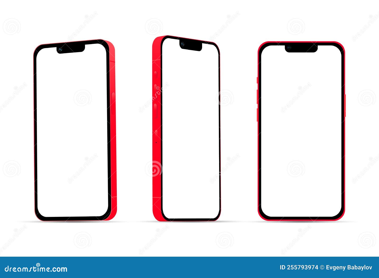 Red Smartphone 14 Models, New it Industry, Mockup for Web Design on a ...