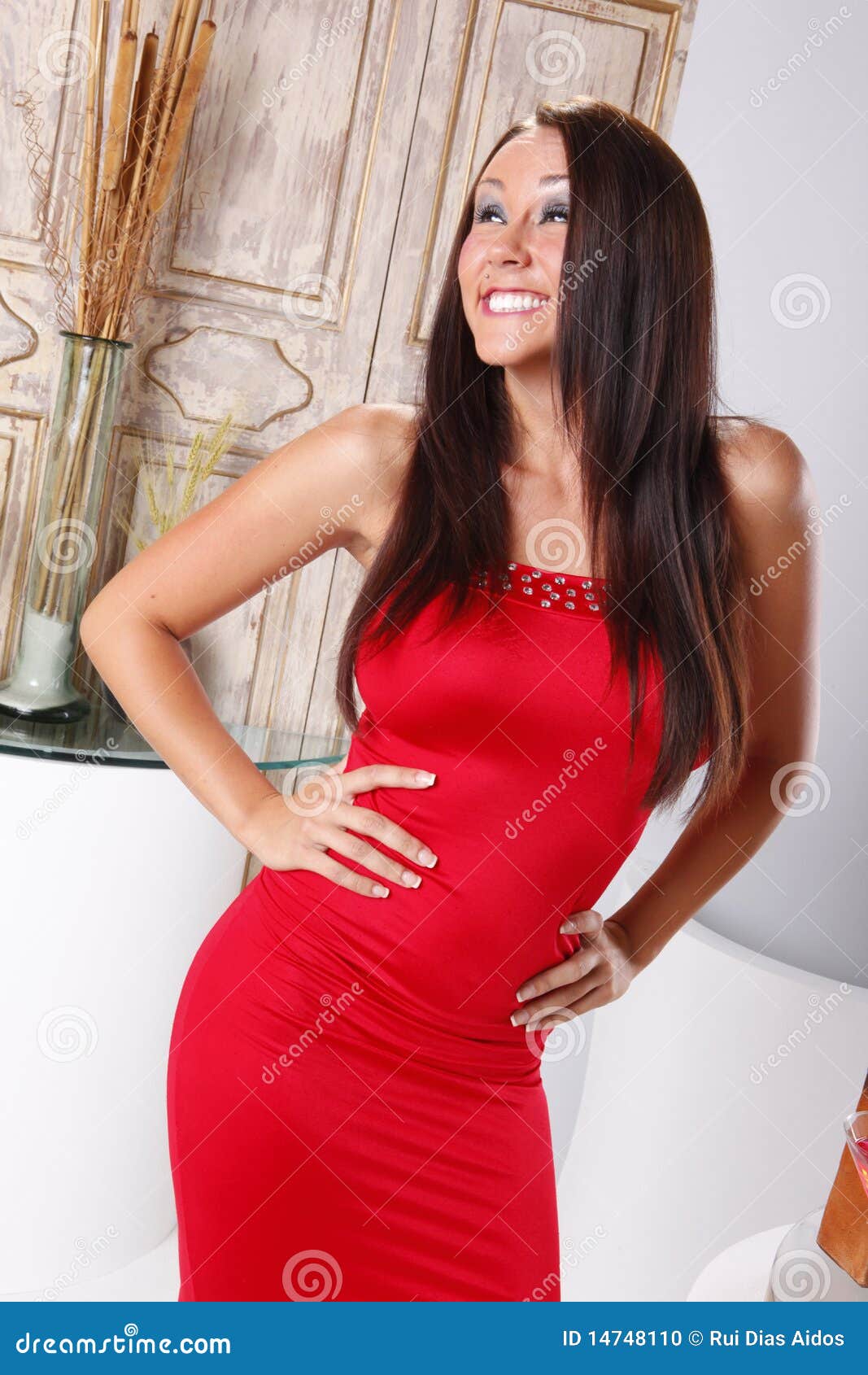 Red smile stock photo. Image of glass, lips, dress, attractive - 14748110