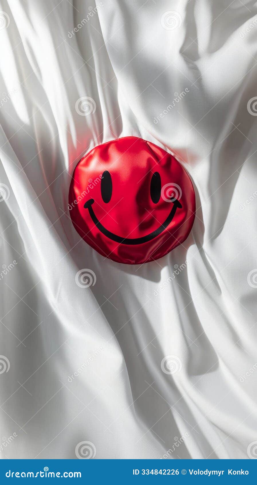 Red Smiling Face on White Fabric Background Stock Photo - Image of ...