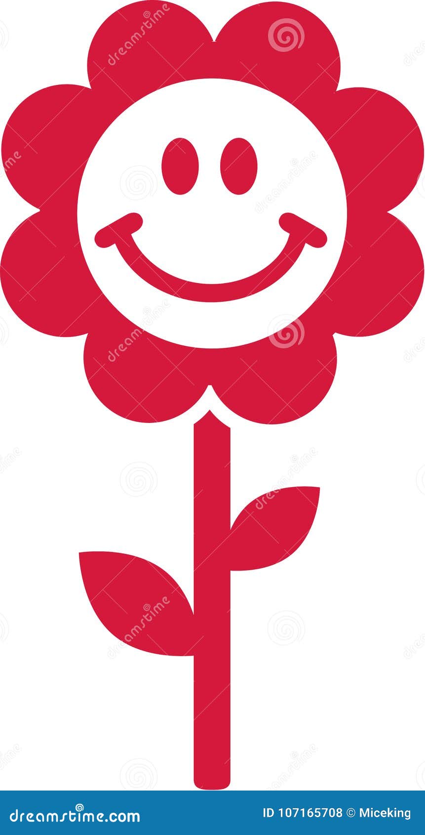 Red Smiling Flower with Face Stock Vector - Illustration of bloom ...