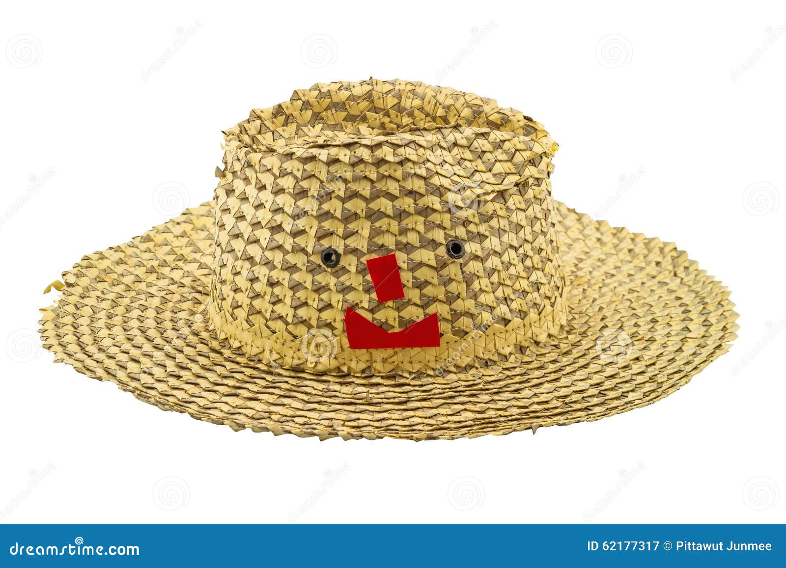 Red Smiling Ribbon on Hat on White Background Stock Image - Image of ...