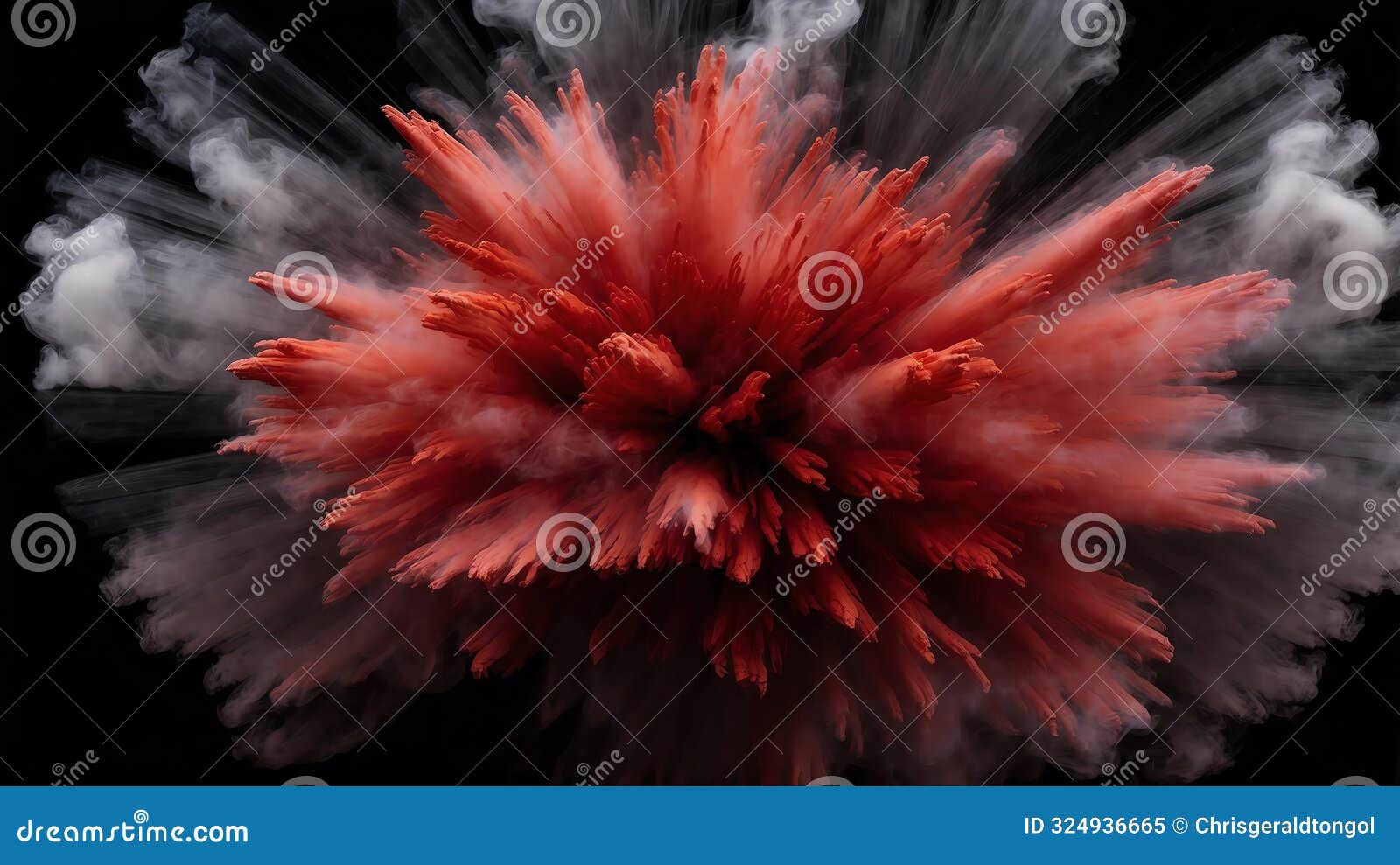 Red Smoke Center Radial Explosion Isolated in Black Ba Ai Generated ...