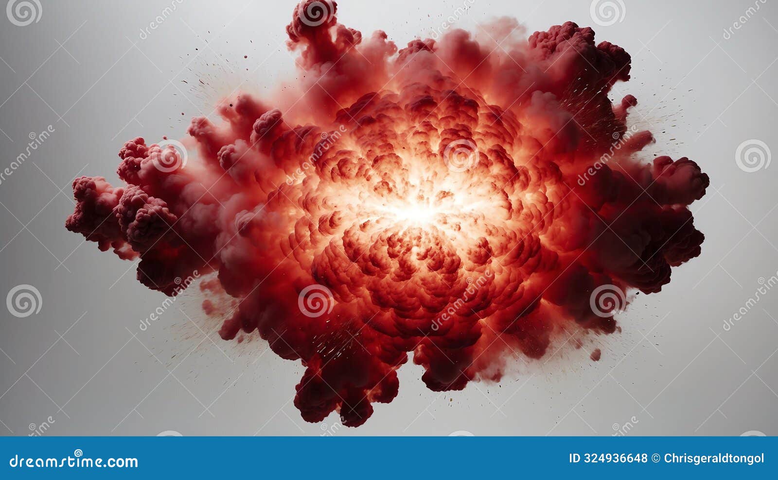 Red Smoke Center Radial Explosion Isolated in White Ba Ai Generated ...