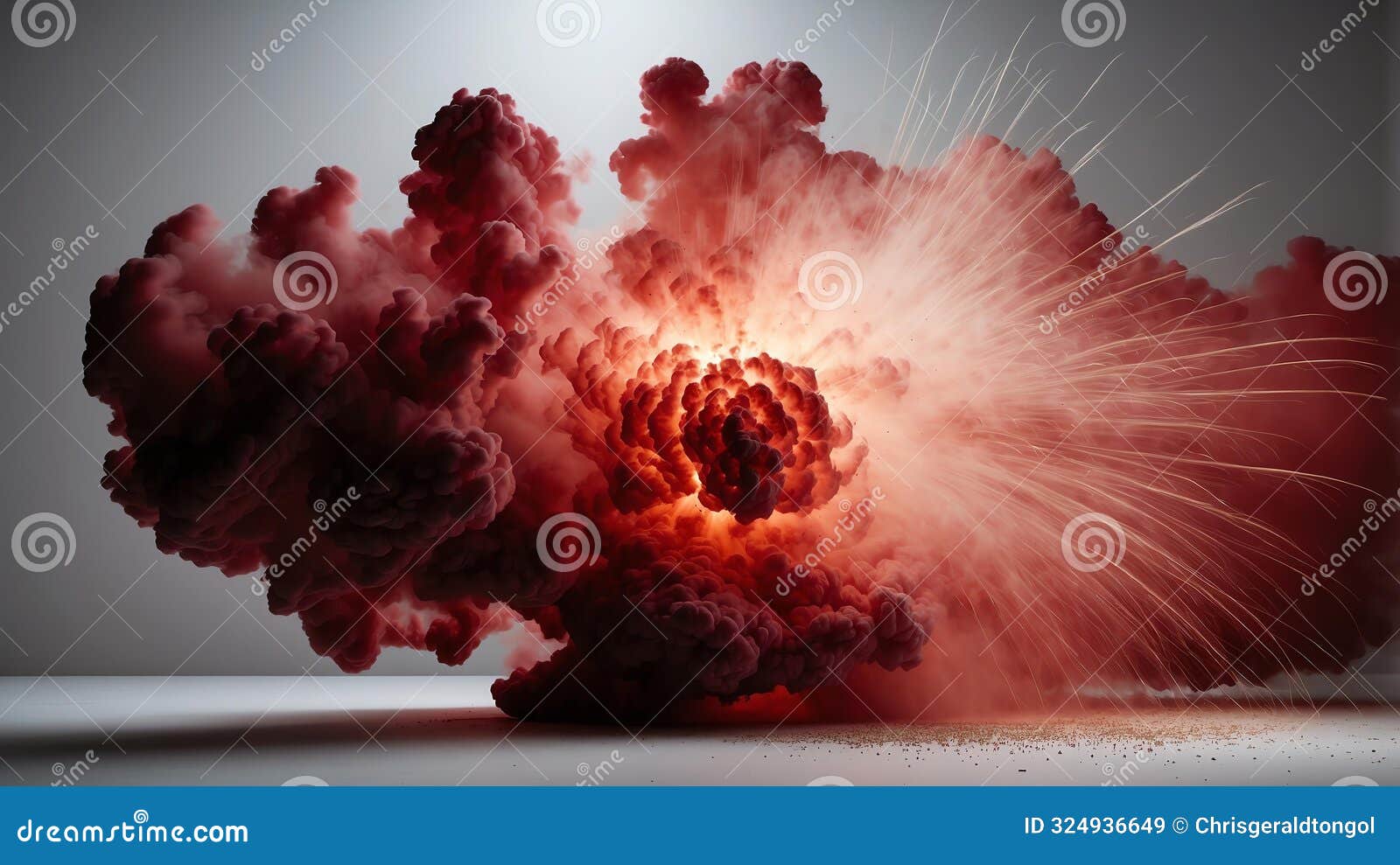Red Smoke Center Radial Explosion Isolated in White Ba Ai Generated ...