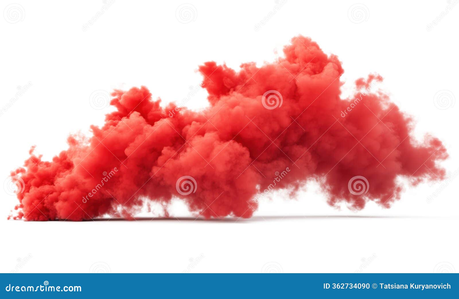 Red Smoke Cloud Billowing, Vibrant and Dense, Creating Dramatic Visual Effect, Isolated on White ...