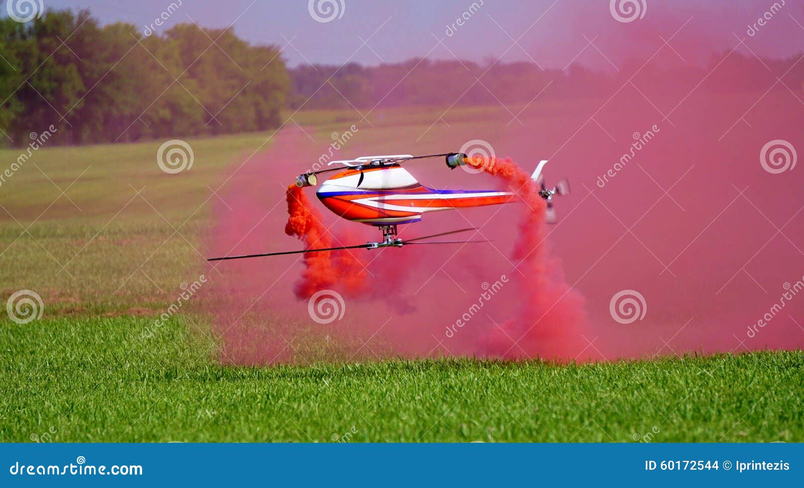 Red Smoke & RC Helicopters Stock Photo - Image of recreation, control ...