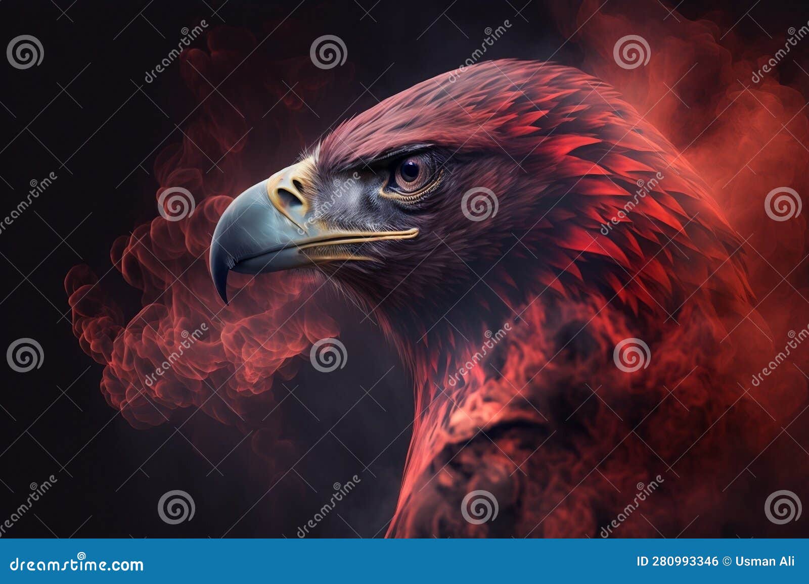 Red Smoke Surrounds Majestic Eagle Bird. AI Royalty-Free Stock Photo ...