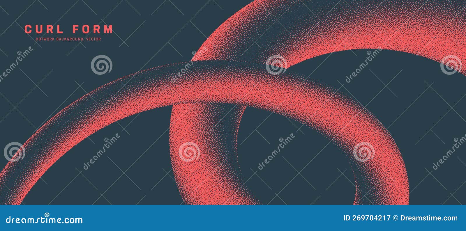 Red Smooth Perfect Curl Form Vector Dot Work Conceptual Abstract ...
