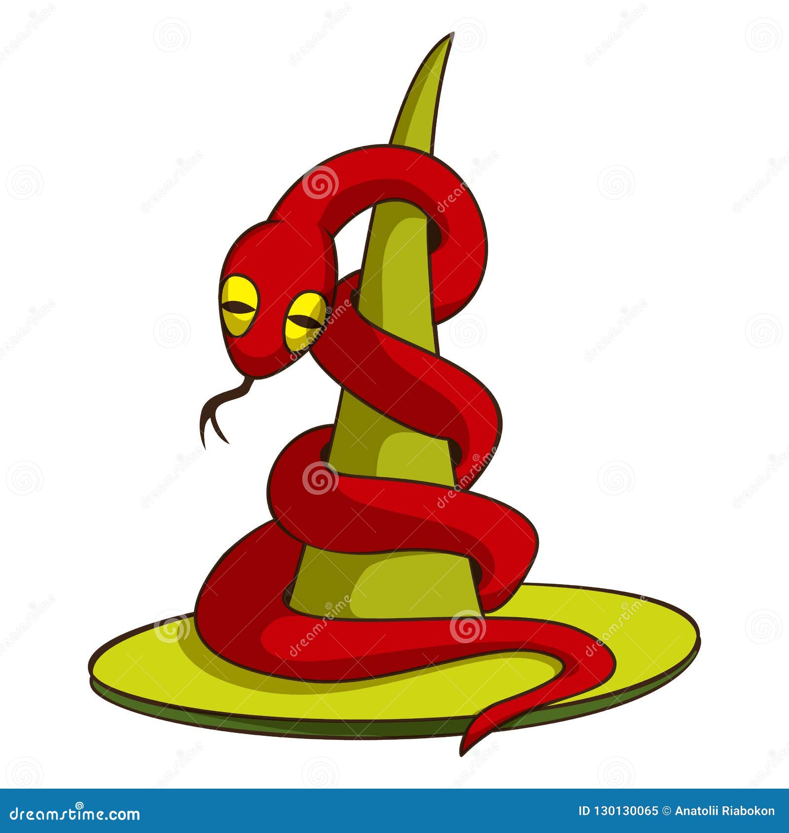 Red Snake on Hat Icon, Cartoon Style Stock Vector - Illustration of ...