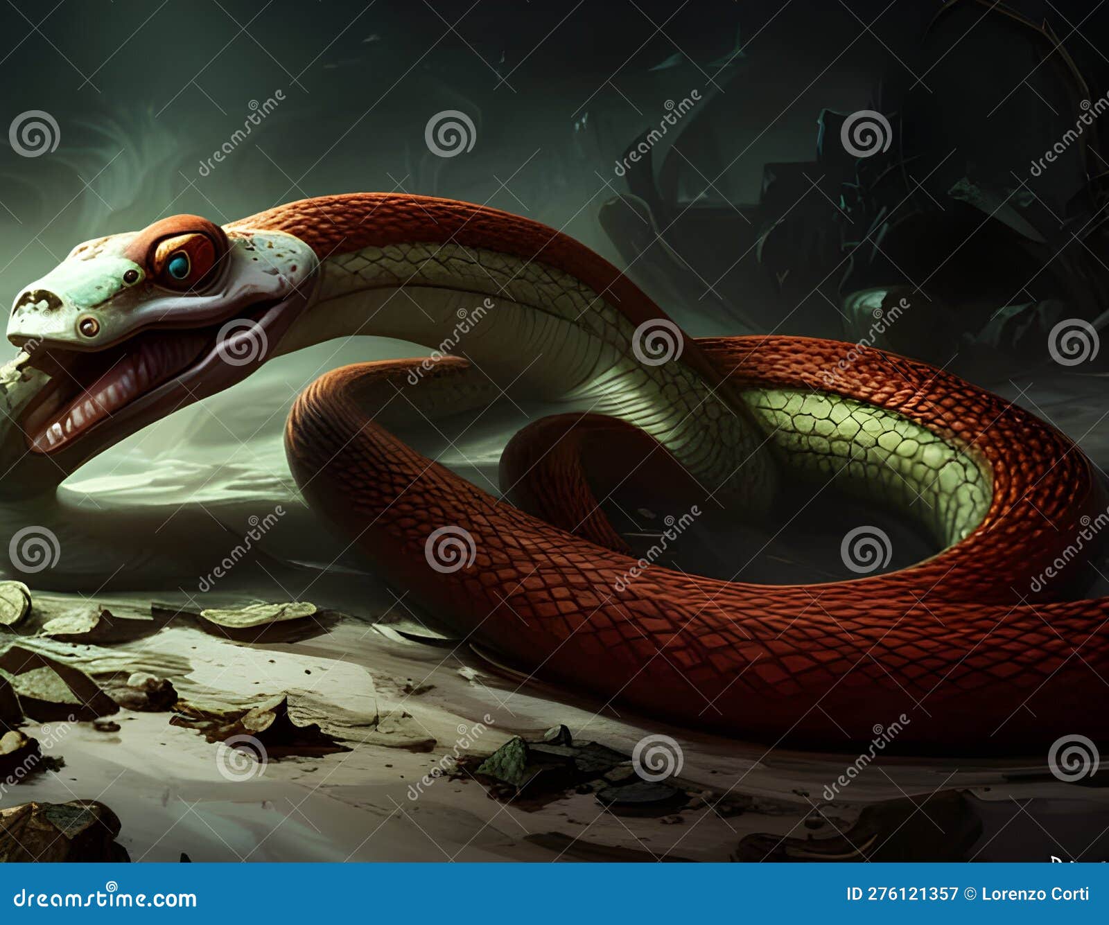 Red snake stock illustration. Illustration of tortoise - 276121357