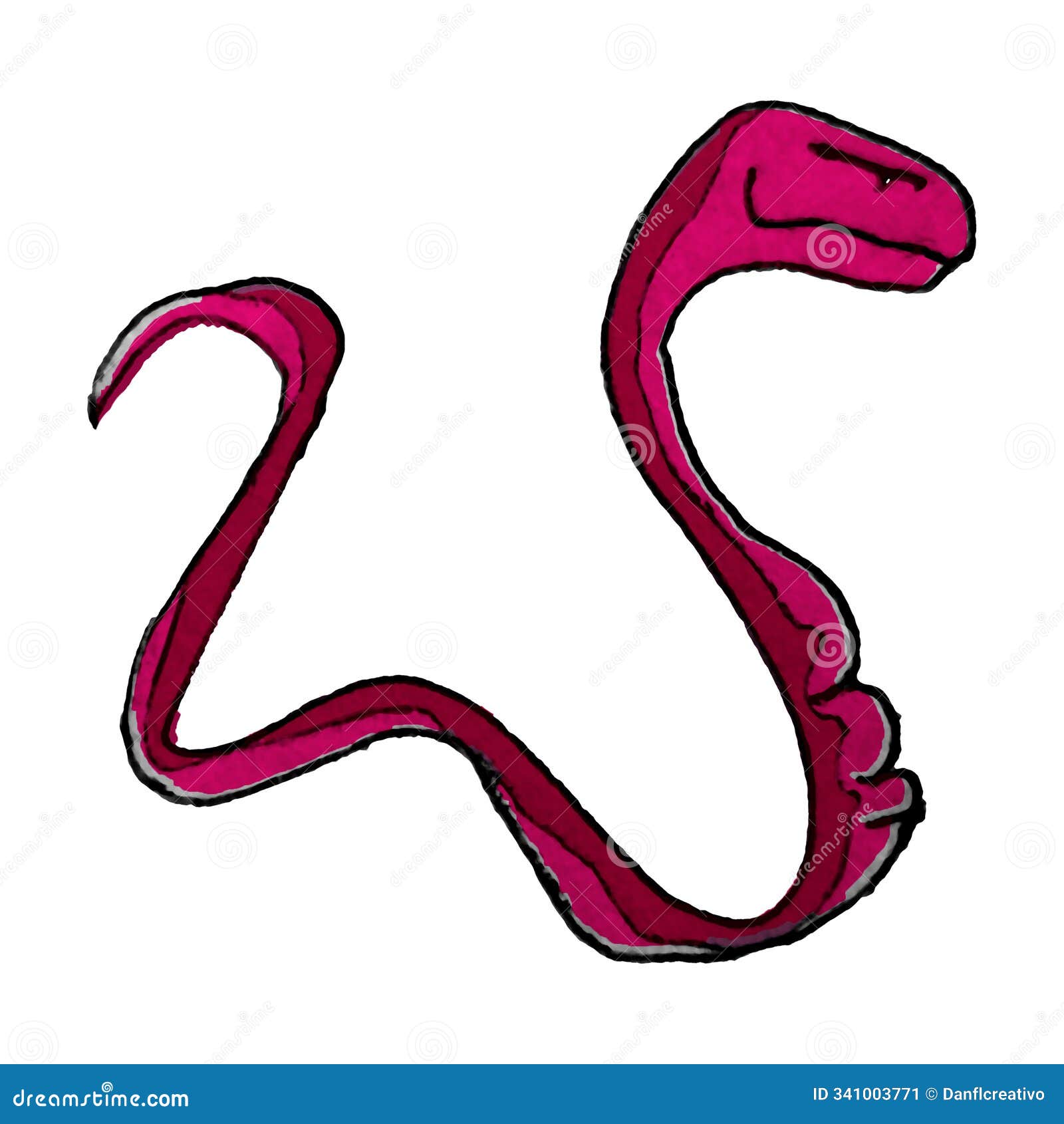 Red Snake Hand Drawn Isolated Illustration Stock Image - Image of comic ...