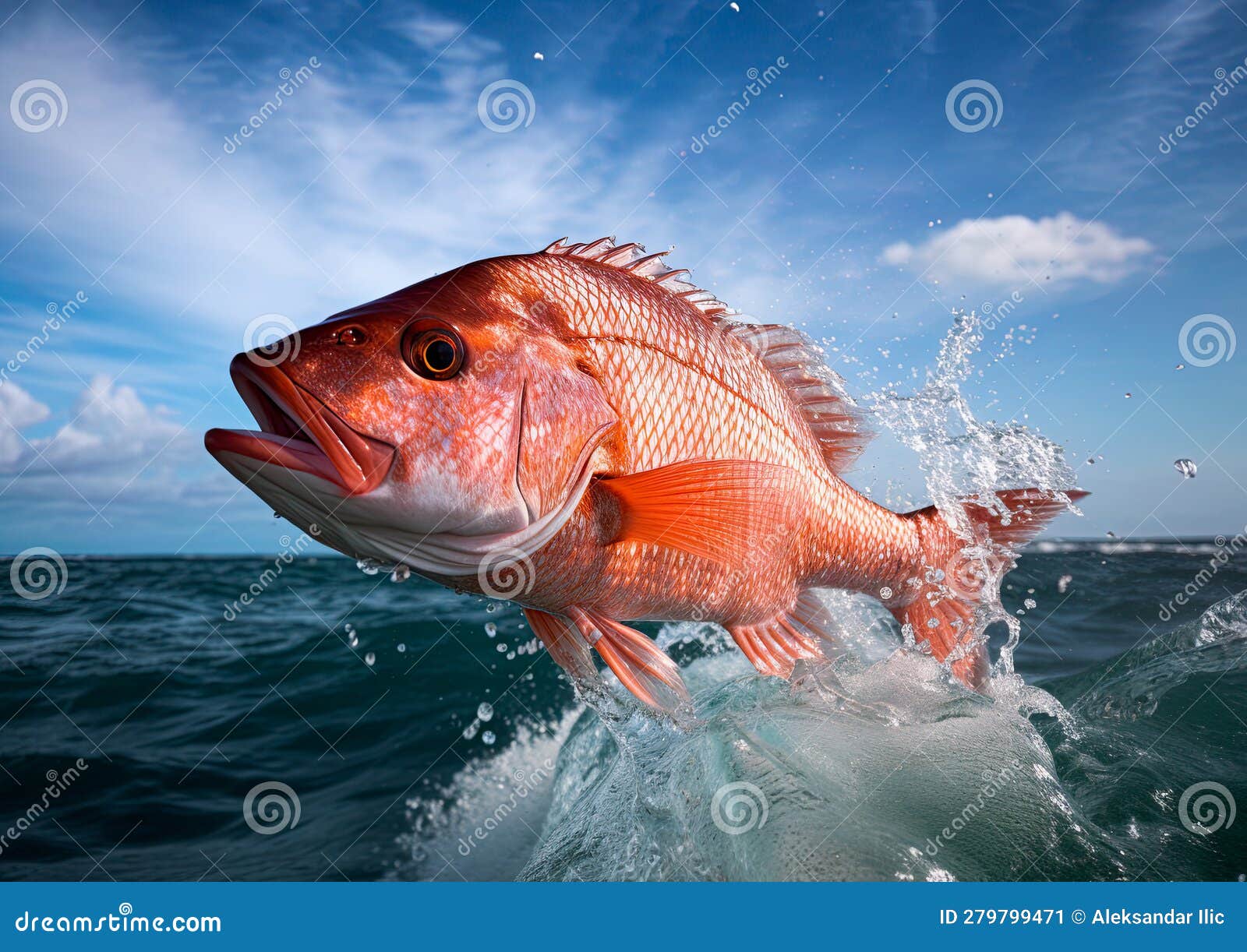Red Snapper Jumping Out of the Ocean Water. Ai Generative Stock ...