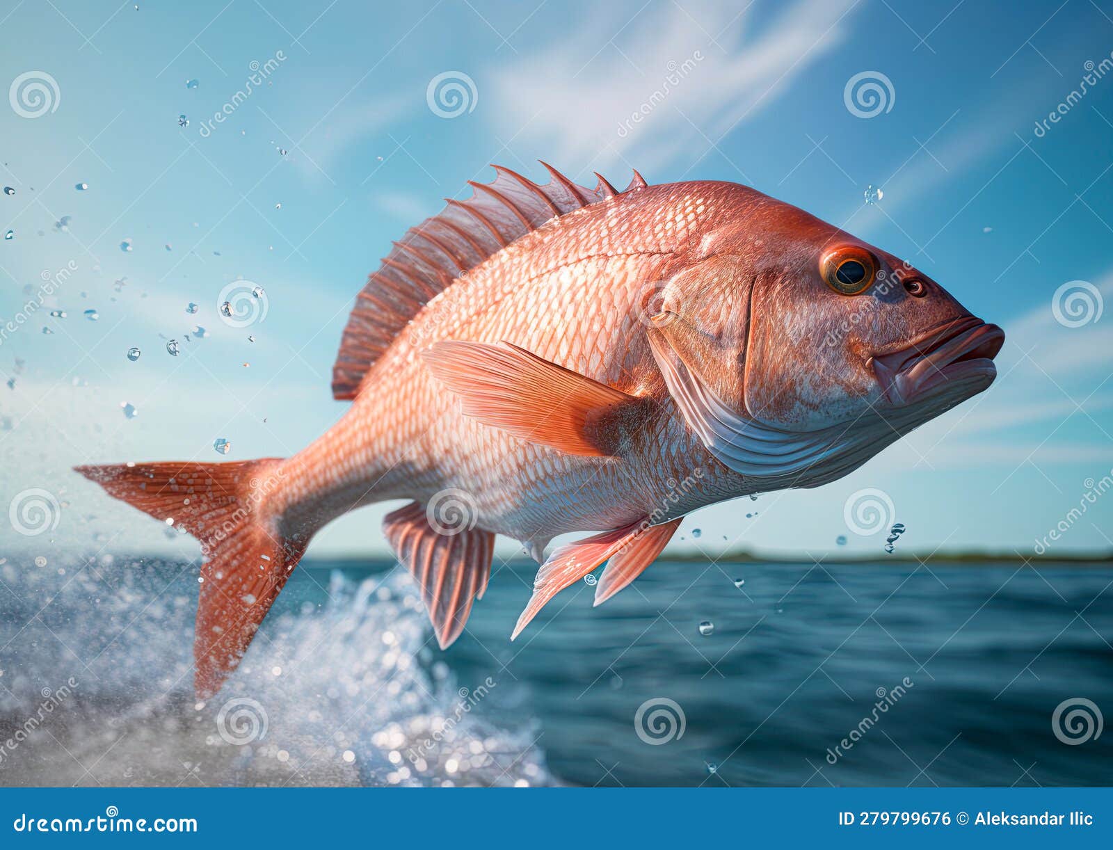 Red Snapper Jumping Out of the Ocean Water. Ai Generative Stock ...