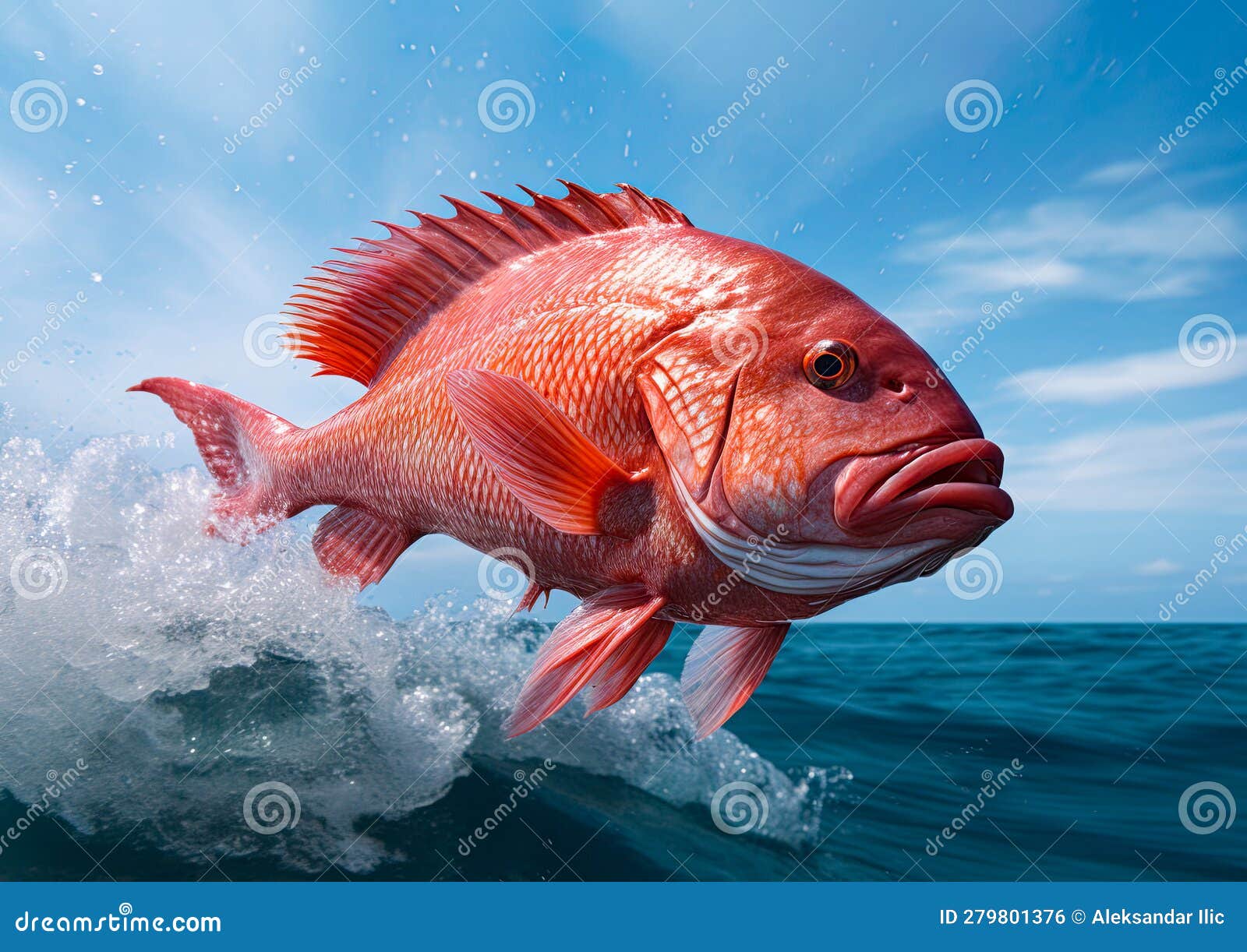 Red Snapper Jumping Out of the Ocean Water. Ai Generative Stock ...