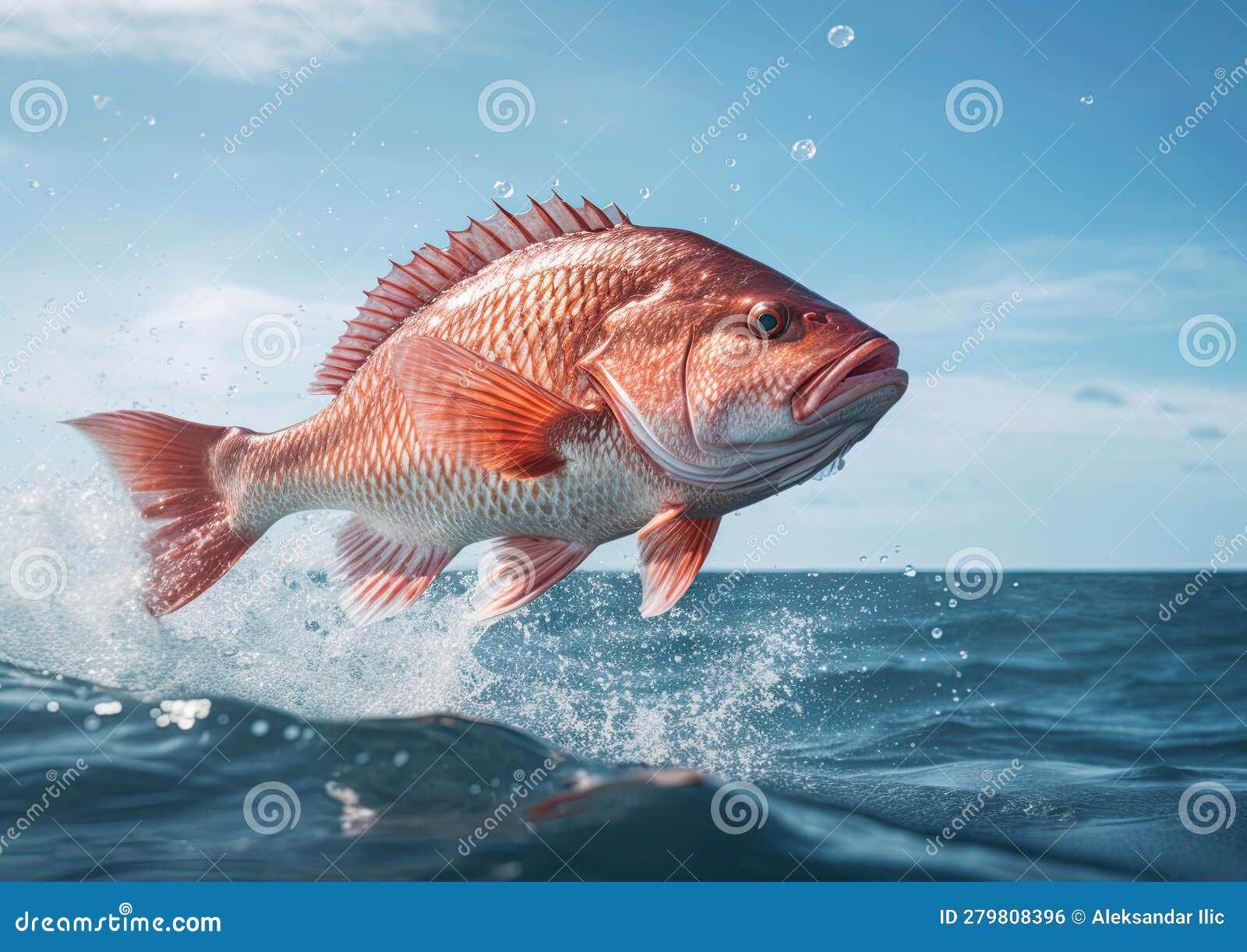 Red Snapper Jumping Out of the Ocean Water. Ai Generative Stock ...