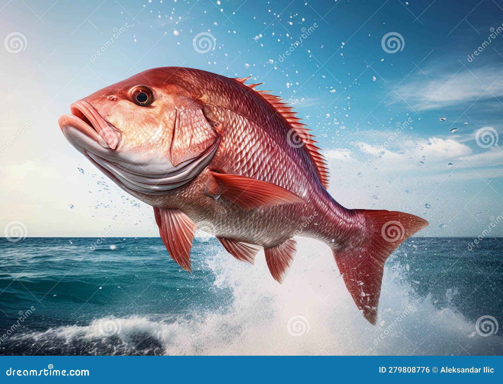 Red Snapper Jumping Out of the Ocean Water. Ai Generative Stock ...
