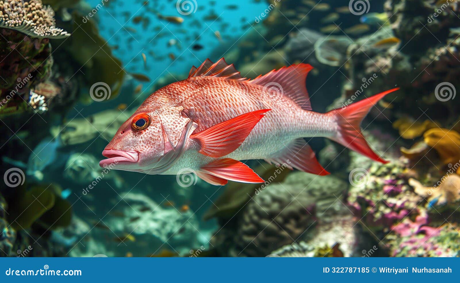 Red Snapper Lutjanus Bohar Underwater . Generative Ai Stock ...