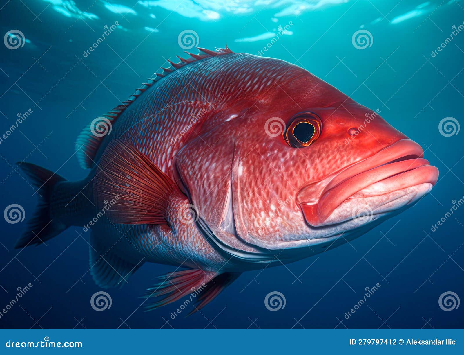 Red Snapper in the Ocean Water. Ai Generative Stock Photo - Image of ...