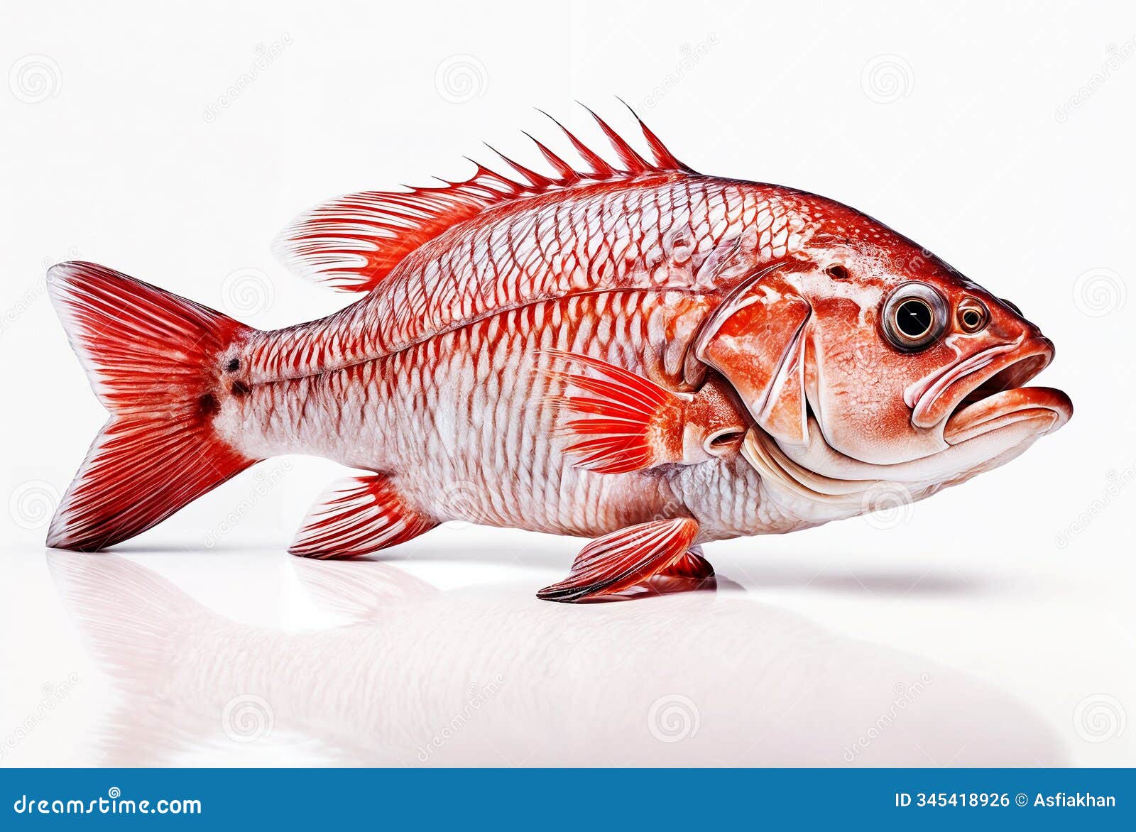 A Red Snapper Standing on a White Surface Stock Illustration ...