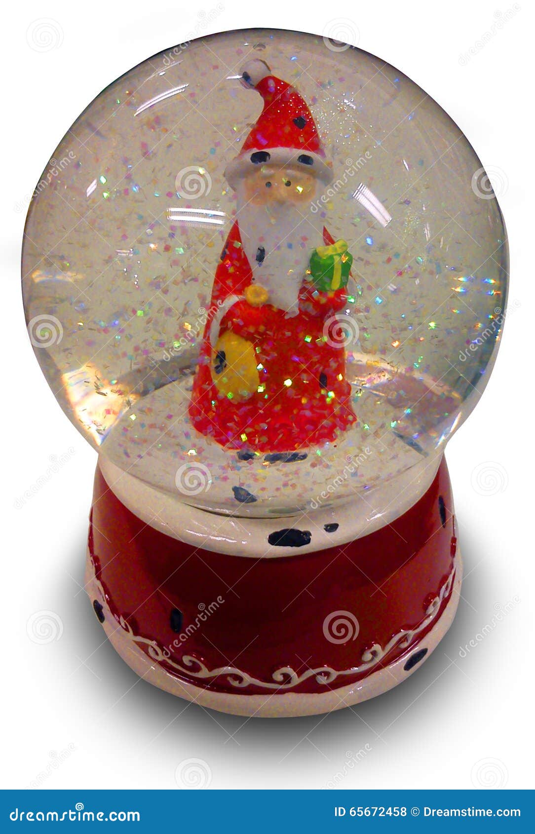 Red Snow Globe with Santa Claus Stock Photo - Image of isolated ...