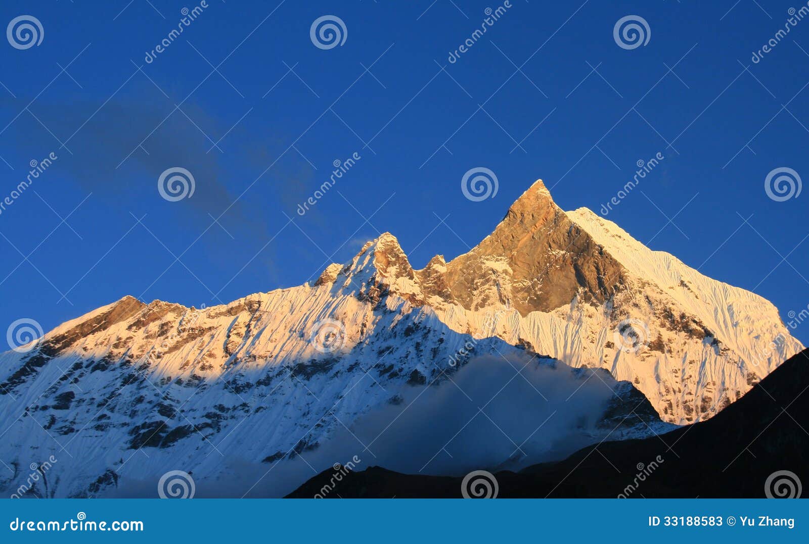 Red Snow Peak of Machhapuchhare, the Fish Tail, in the Sunset, Pokhara ...