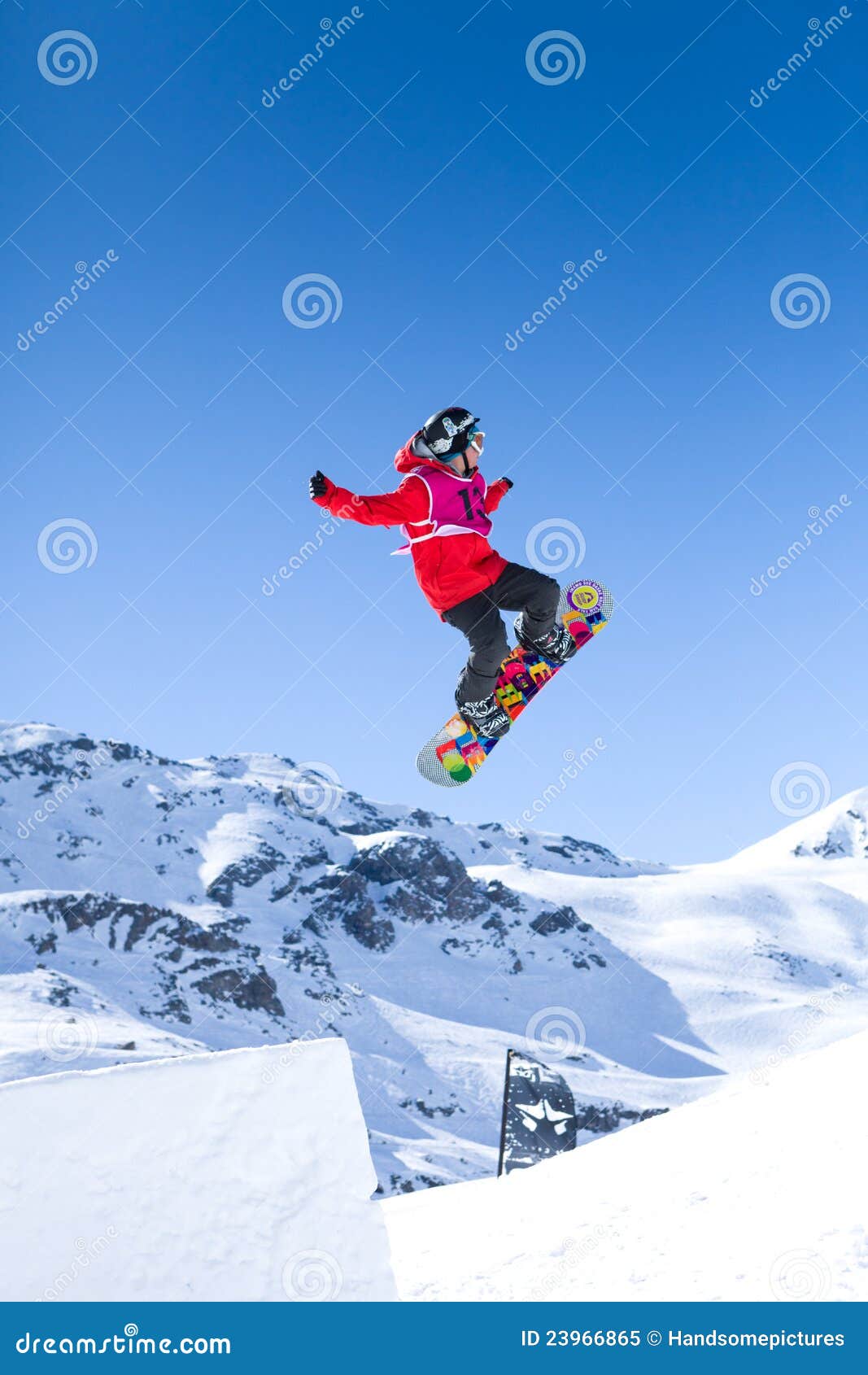 Red Snowboarder Mid Air editorial image. Image of snow - 23966865