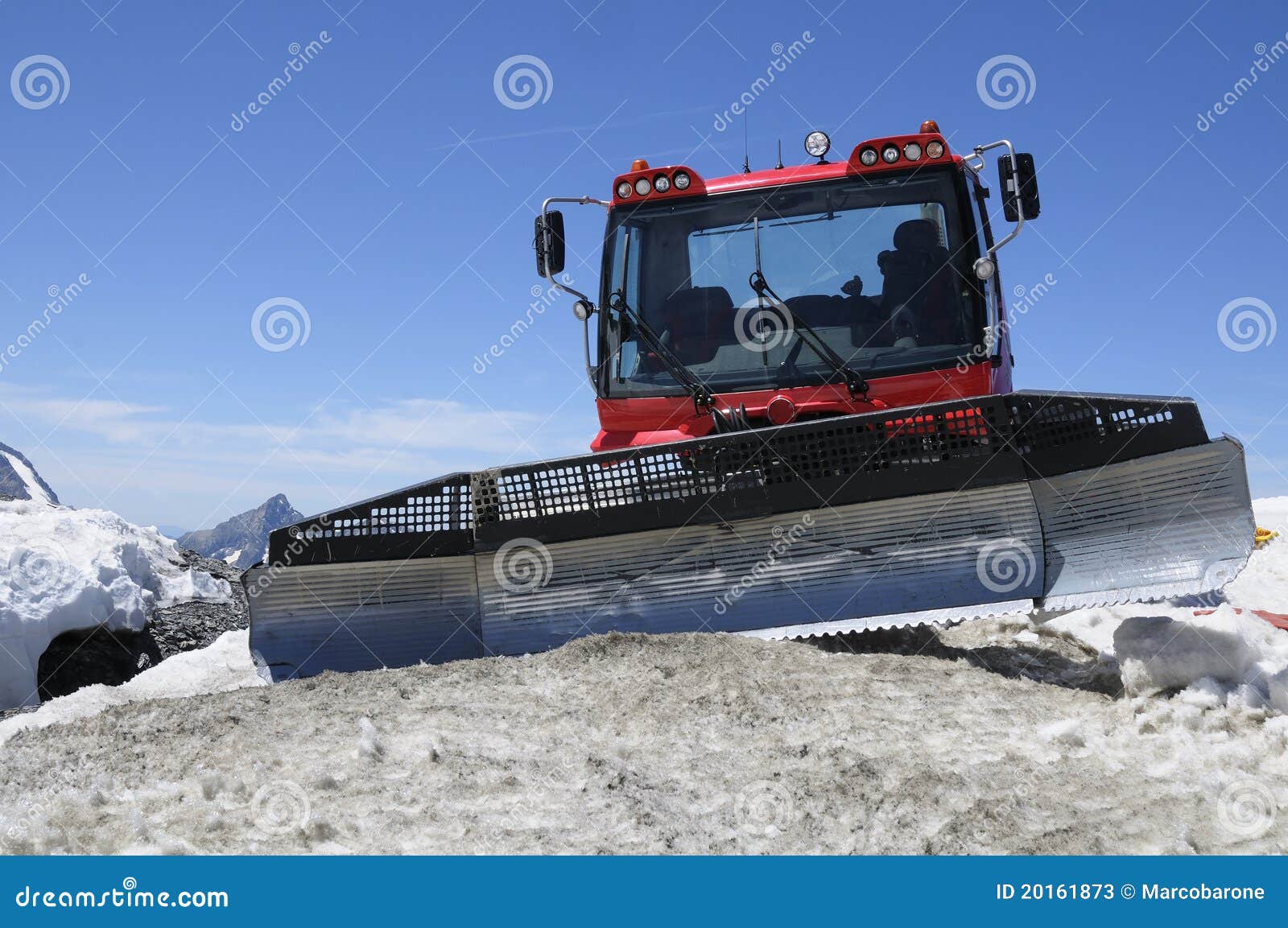 Red snowcat stock image. Image of landscape, groomer - 20161873