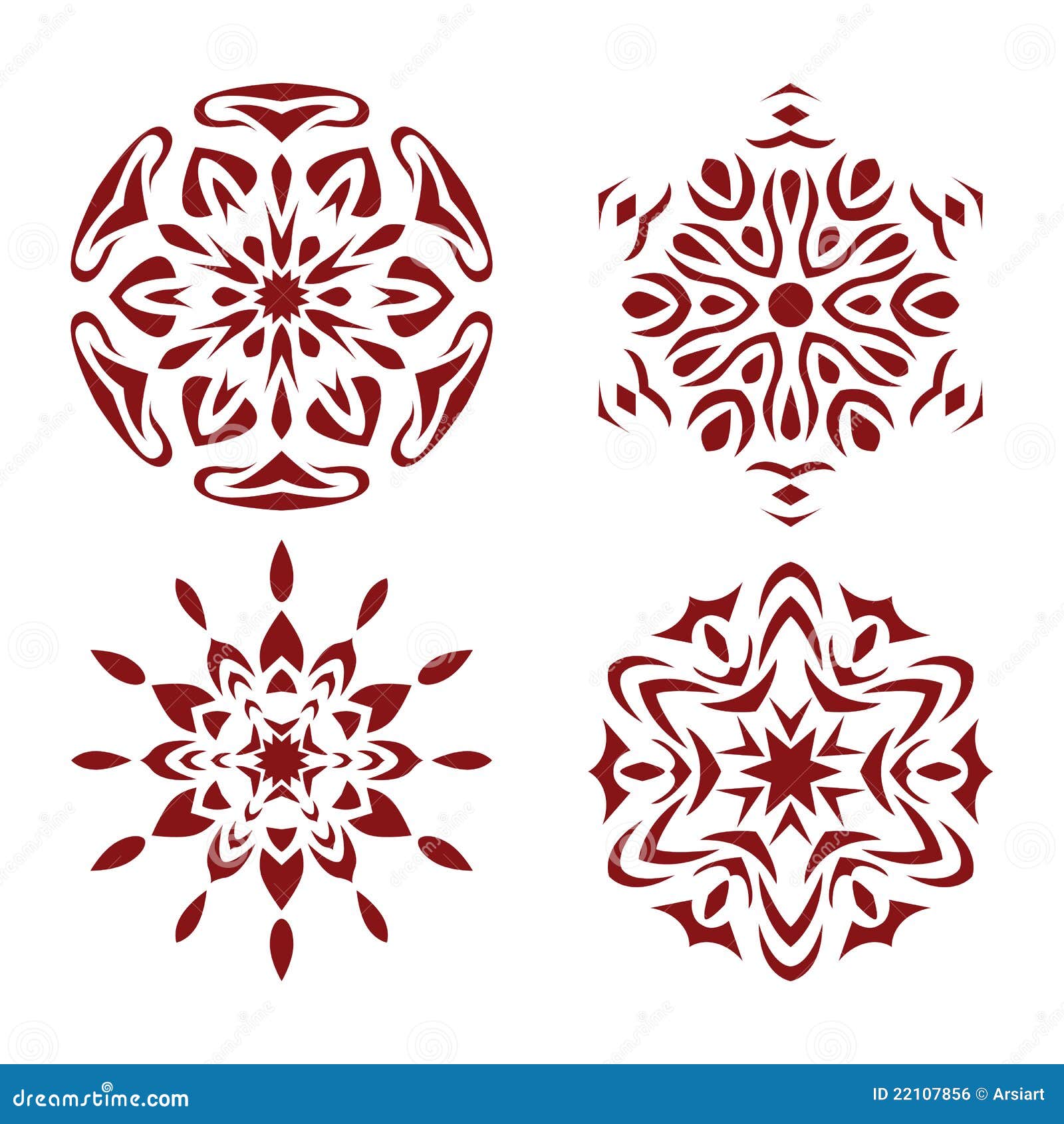 Red snowflake set. stock vector. Illustration of group - 22107856