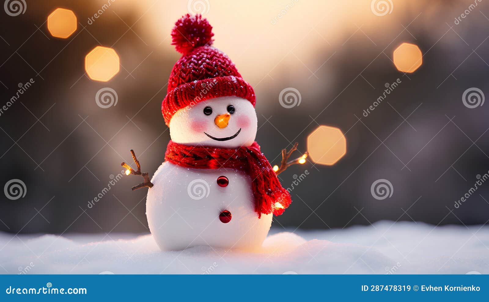 Red snowman in the snow stock illustration. Illustration of celebration ...