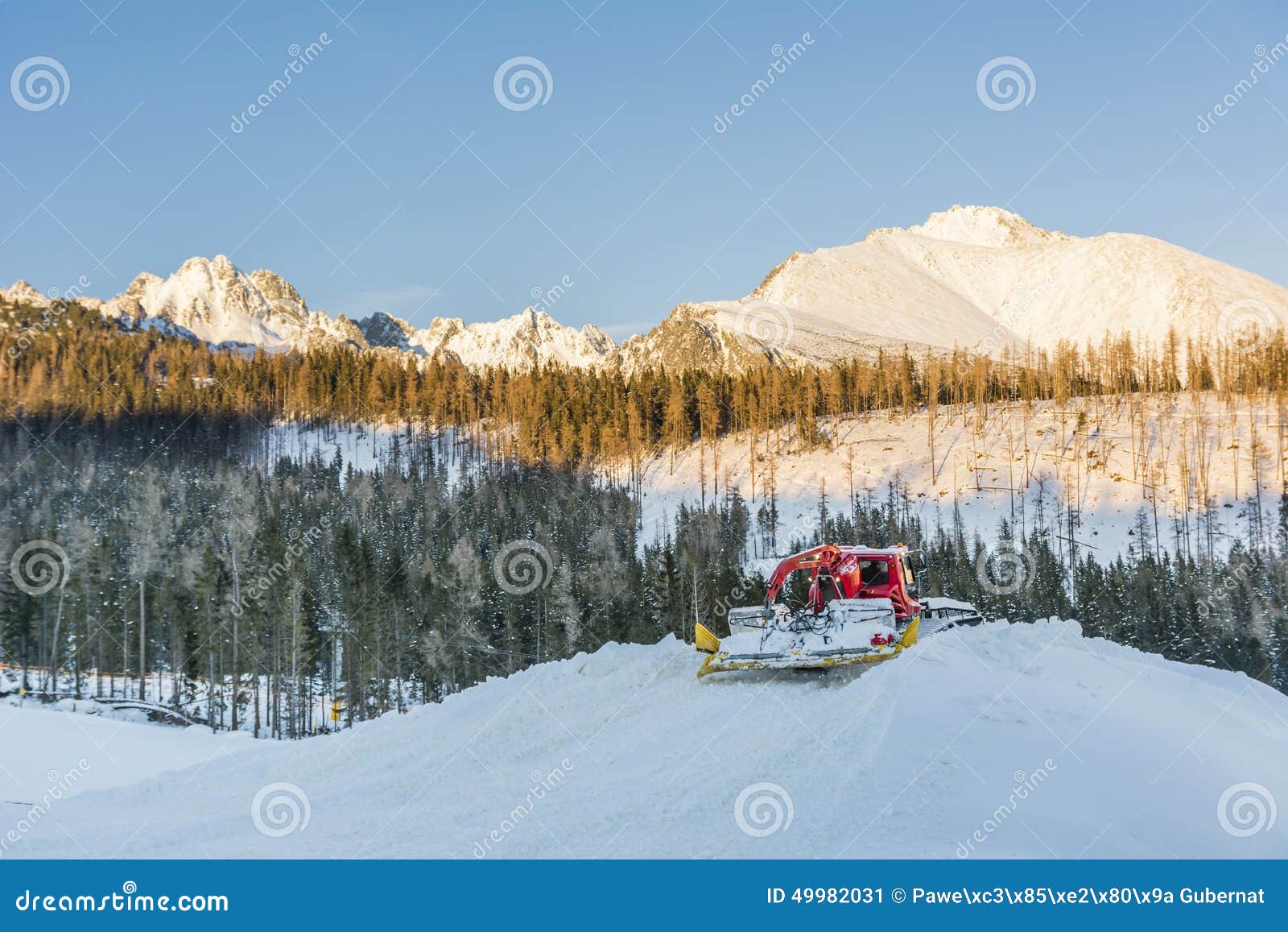 Red Snowmobile in the Mountains Stock Image - Image of pass, metal ...