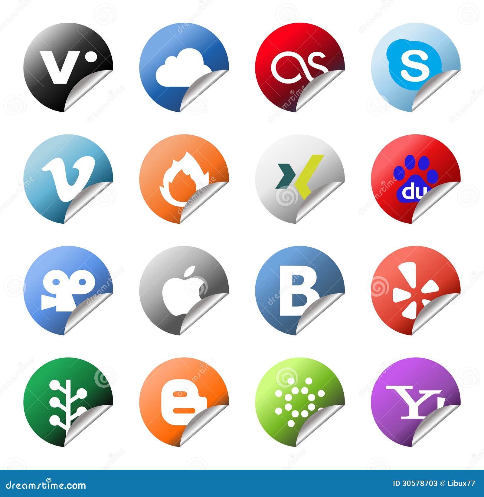 Red Social Logo Stickers Set Foto de archivo editorial - Ilustración de ...