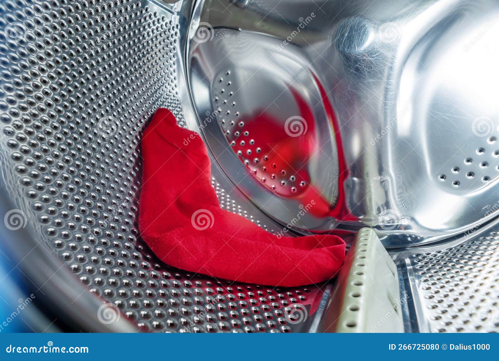 Red Sock in a Washing Machine Drum - Wide Angle Stock Photo - Image of ...