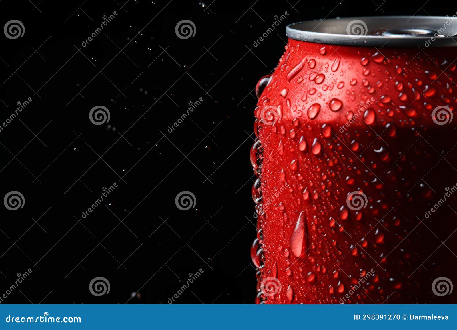 Red Soda Can and Water Drops on Black Background. Generative AI Stock ...