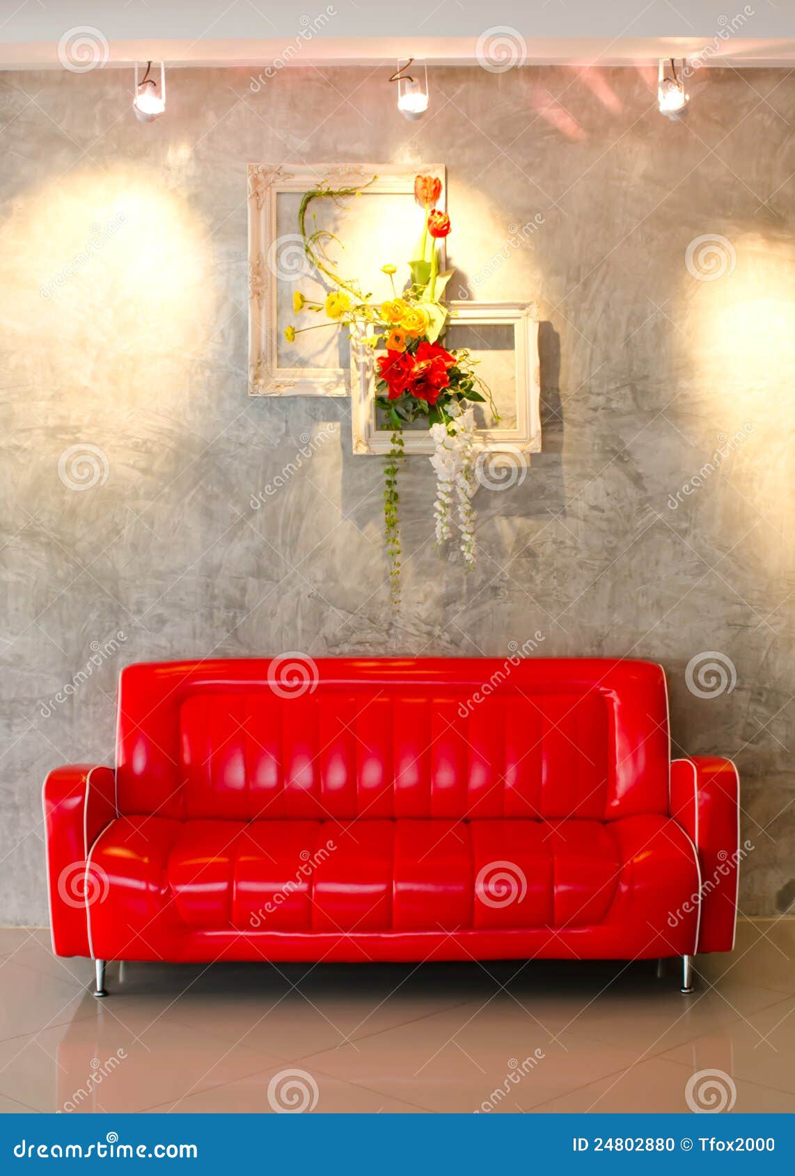 Red sofa stock photo. Image of relaxes, room, frame, lamp - 24802880
