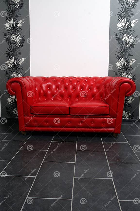 Red sofa stock image. Image of interior, stylish, leather - 4003897