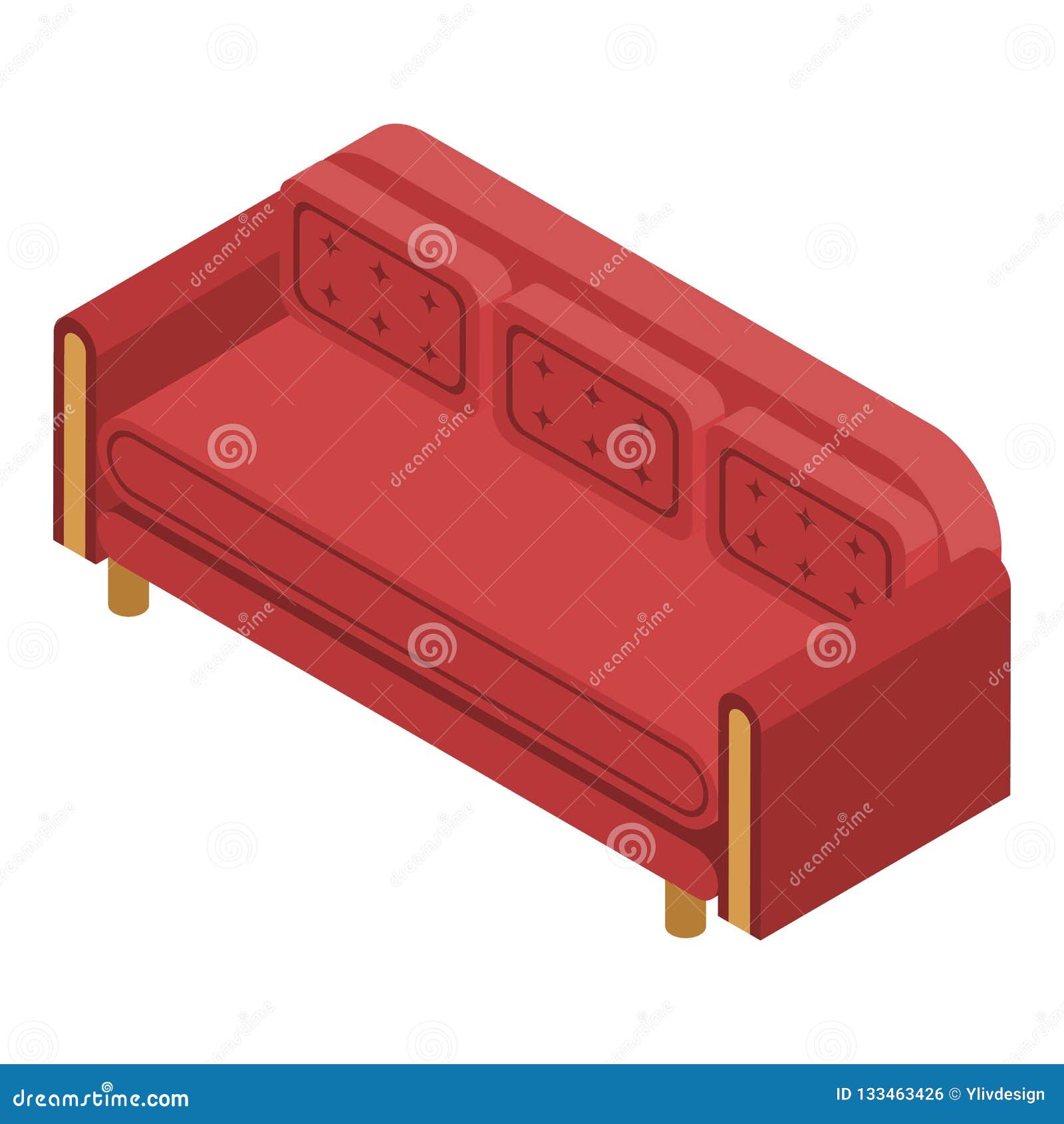 Red Sofa Icon, Isometric Style Stock Vector - Illustration of agency ...