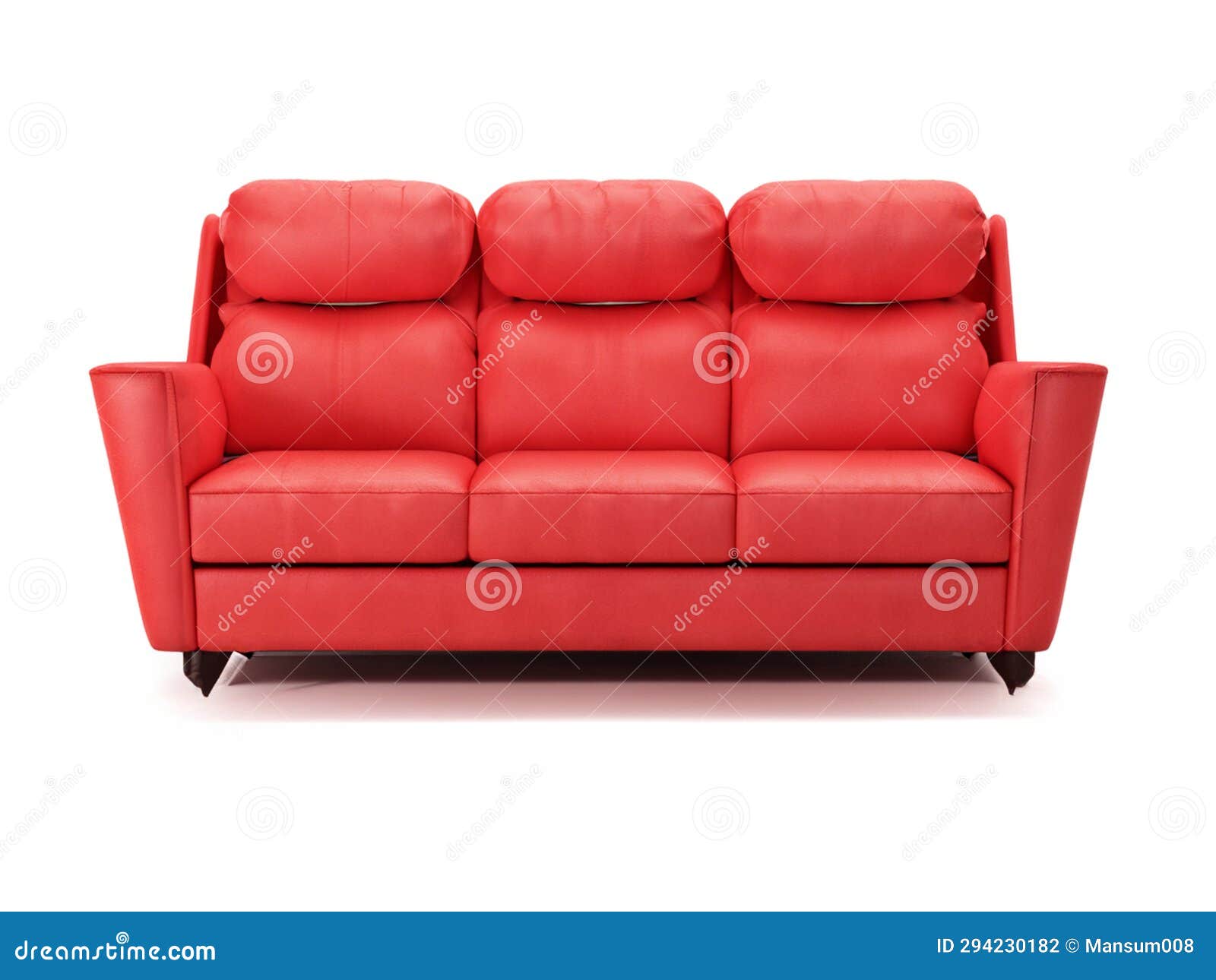 Red Sofa with Pillows Isolated on White Stock Photo - Image of decor ...