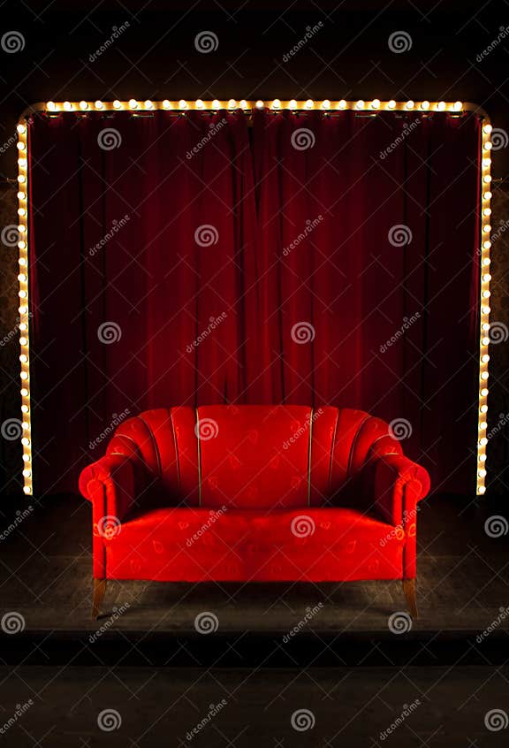 Red sofa on the stage stock image. Image of interior - 17621643