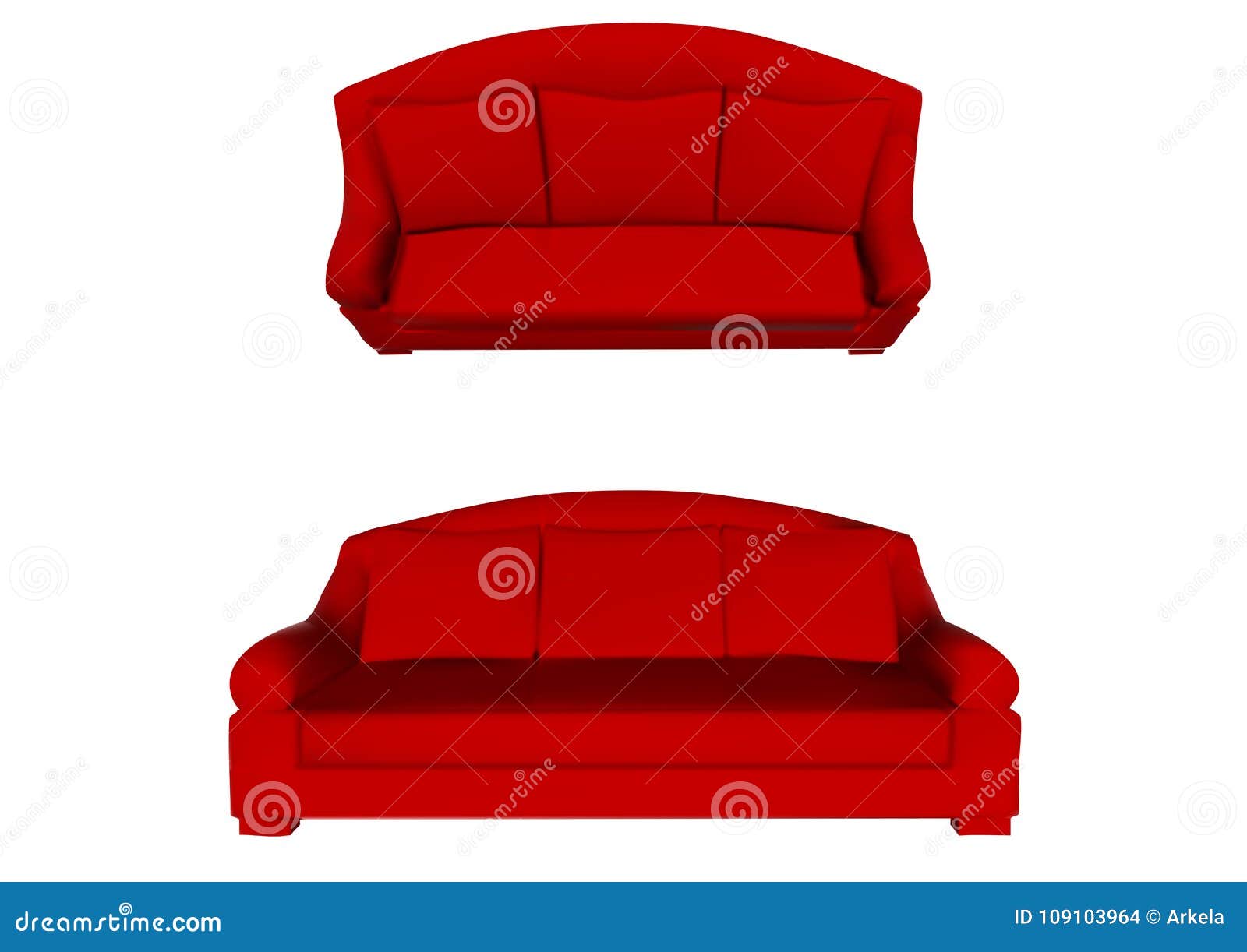 Red Sofa Top and Front View Stock Illustration - Illustration of modern ...