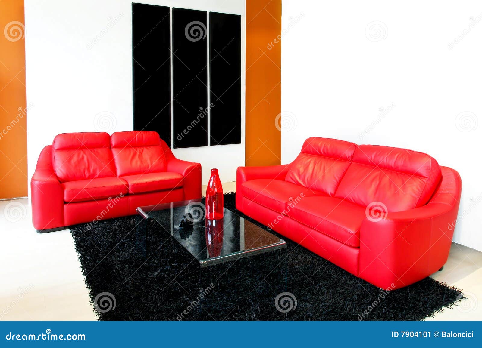 Red sofas stock image. Image of sofa, vase, leather, comfort - 7904101