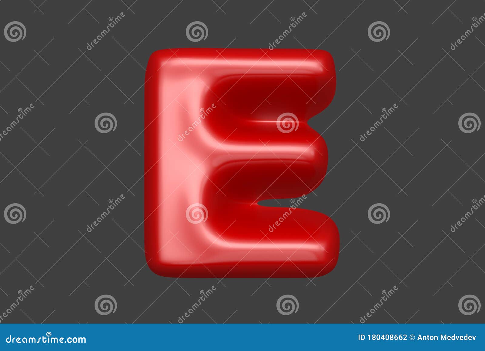 Red Soft Plastic Font - Letter E Isolated on Grey Background, 3D ...