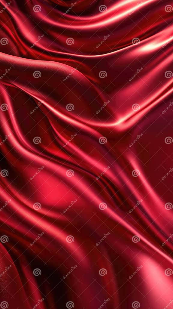 Red Soft Satin Fabric Waves Vertical Background Design. Texture with ...