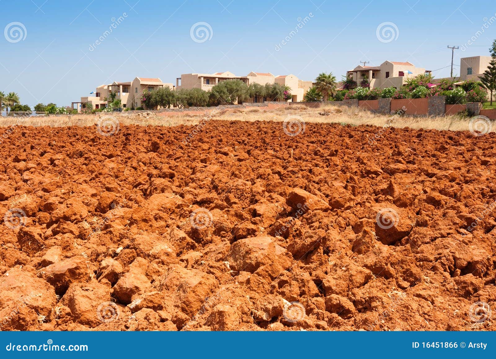 Red soil of Crete stock photo. Image of outdoors, blue - 16451866