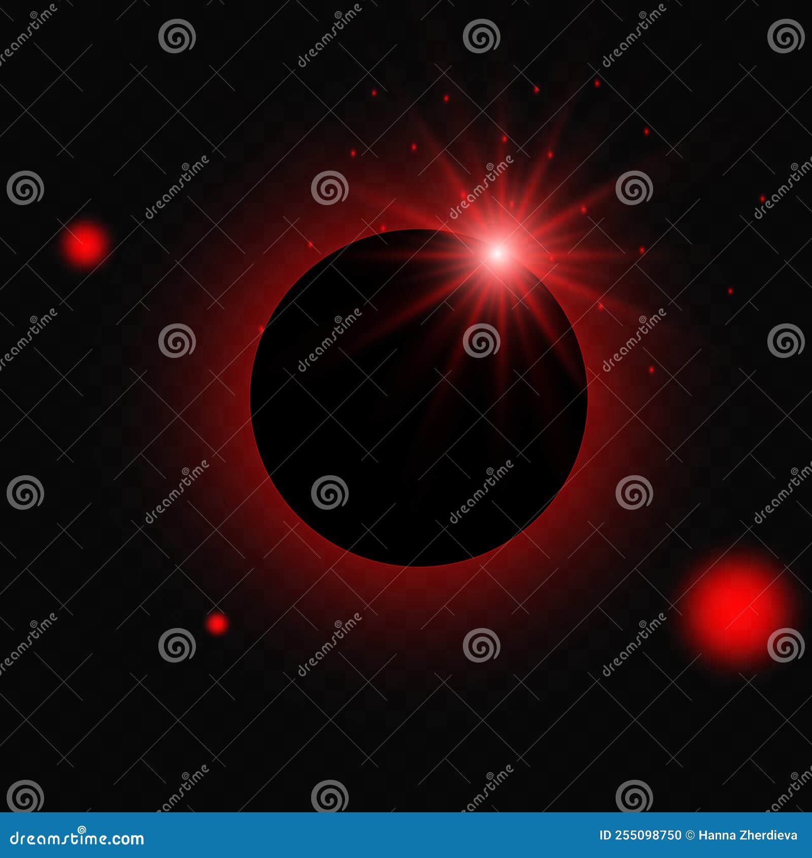 Red Solar Eclipse with Glitter and Dust Isolated on Transparent ...