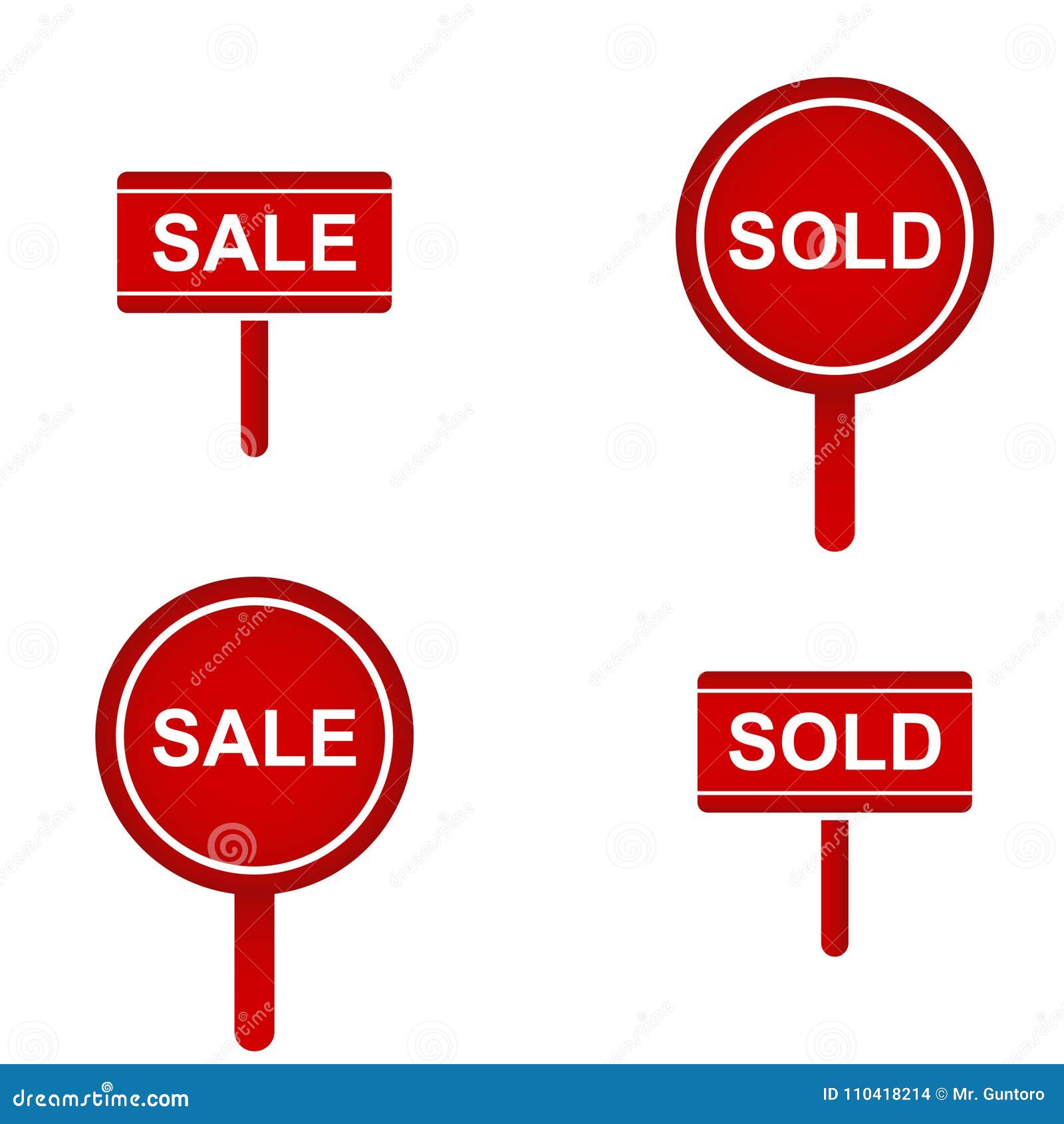 Red Sold Sign Collection stock illustration. Illustration of design ...