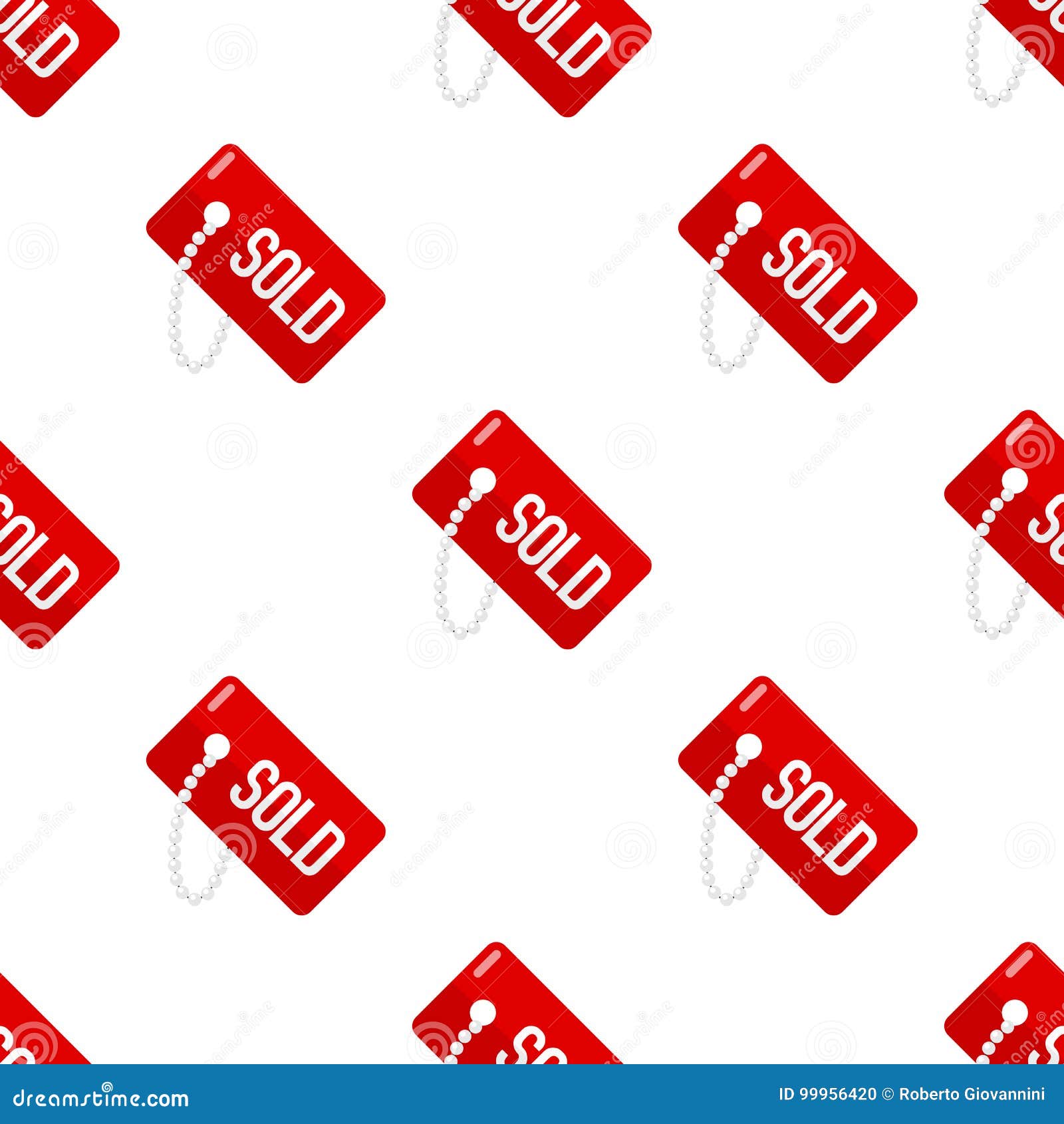 Red Sold Tag Flat Icon Seamless Pattern Stock Vector - Illustration of ...