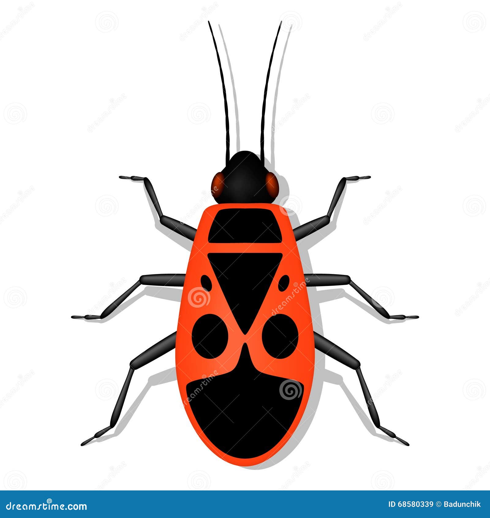Red Soldier Bug with Black Spots Stock Vector - Illustration of fauna ...