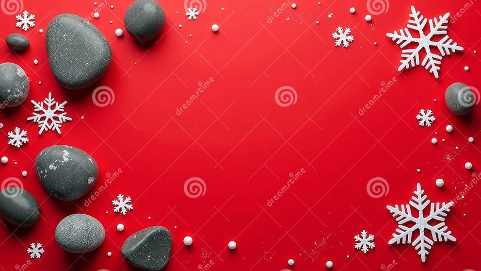 Red Solid Background for Text in the Center. Around Stones and ...