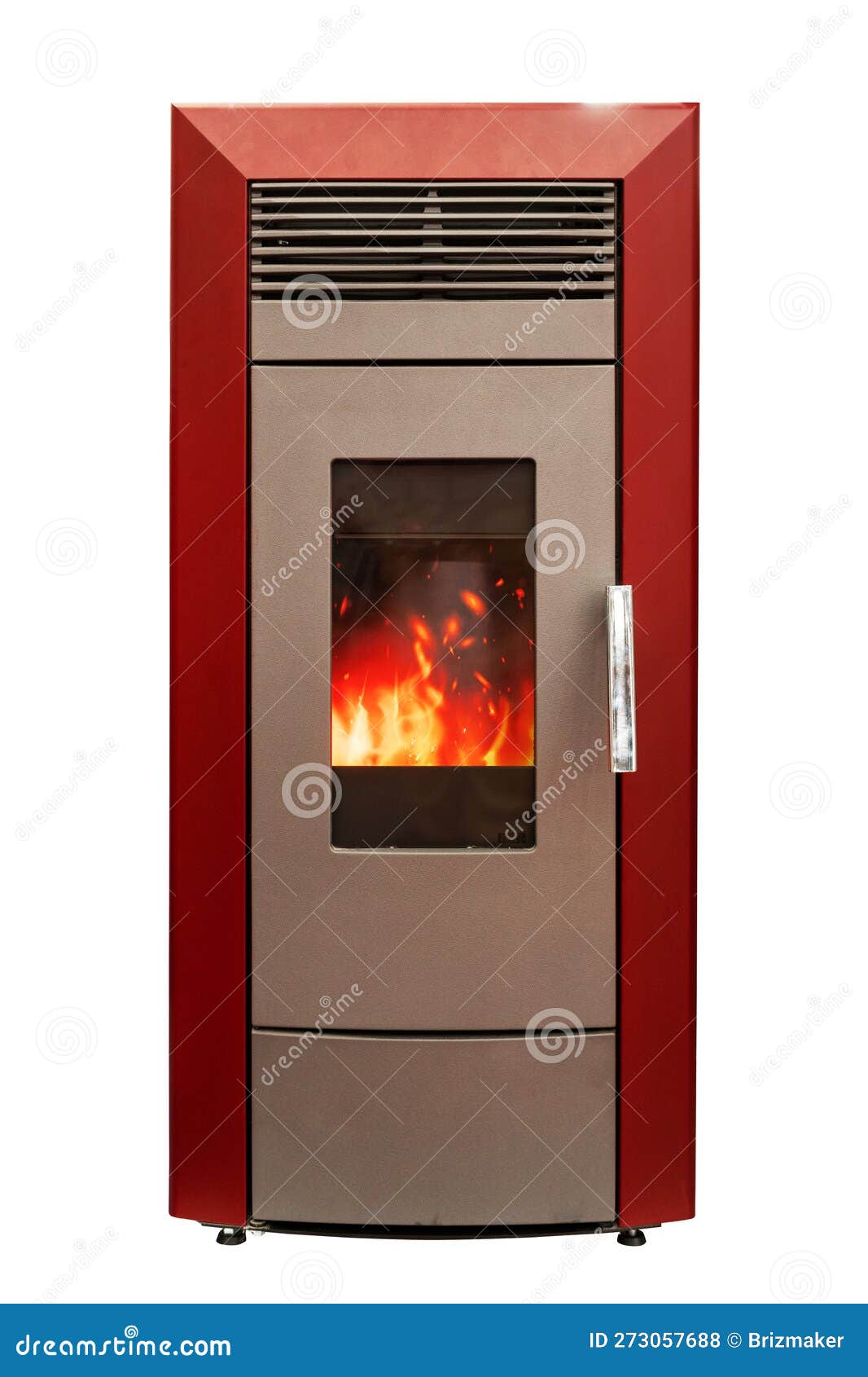 Red Solid Fuel Boiler Isolated on White Background Stock Photo - Image ...