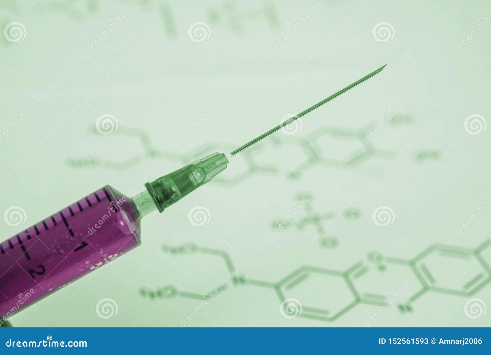 Red Solution in Syringe and Chemical Formula Stock Image - Image of ...